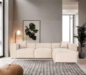 Atelier del Sofa Rohová sedací souprava Lora (L1-O1-1R-POUFFE ) - Cream, Krémová