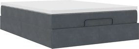 Osmanský rám postele s matrací tmavě šedá 140x190cm samet 3311184