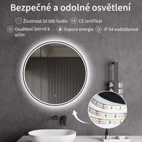 CERANO - Koupelnové LED zrcadlo Vito, kovový rám - černá matná - Ø 60 cm