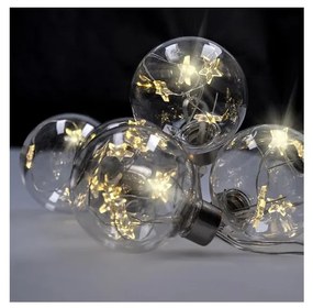 Sada LED vánočních koulí s hvězdami, velikost 8 cm, 6 ks, 30 LED, časovač, 3xAA, USB - Solight (1V228)