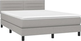 Box spring postel s matrací světle šedá 140 x 190 cm textil 3140129