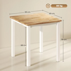 HOMCOM čtvercový jídelní stůl s dubovým dekorem, 69 × 69 cm — malý moderní stůl z dřeva gumovníku pro 2–4 osoby