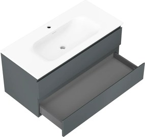 Mexen Orio, koupelnová skříňka 100 cm s umyvadlem Vela, 2 zásuvky, grafitová matná/bílá matná, 91A10-10047-2-BFF66-W23M01