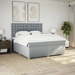 Box spring postel s matrací světle šedá 200 x 200 cm textil 3293701