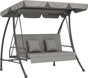 Outsunny Hollywoodská houpačka Zahradní houpačka Houpací lavice s funkcí polohování, 3 místa, kov+polyester, bílá, 209 x 114 x 170 cm | Aosom
