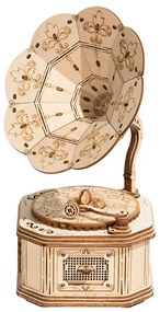RoboTime dřevěné 3D puzzle Starožitný gramofon