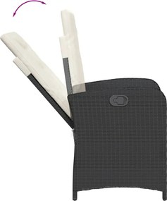5dílný zahradní jídelní set s poduškami černý polyratan 3212291