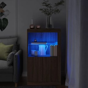 Odkládací skříňka s LED osvětlením hnědý dub kompozitní dřevo - Default Title