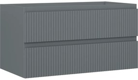 Mexen Rivel koupelnová skříňka pod umyvadlo 90 cm, 2 zásuvky, drážkovaná, grafit mat - 91A20-09047-2-BFF66