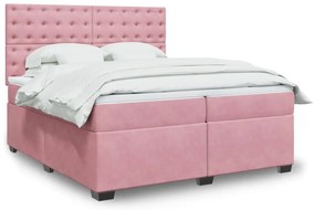 Box spring postel s matrací růžová 200x200 cm samet 3293319