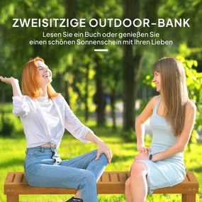 Outsunny Zahradní lavice pro 2 osoby, Voděodolná dřevěná lavice, Parková lavice s nosností 300 kg a žebrovaným sedákem, Zahradní nábytek, Lavice do z…