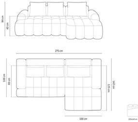 Šedá rozkládací/s úložným prostorem rohová pohovka (pravý roh/s lenoškou) Linz – Cosmopolitan Design