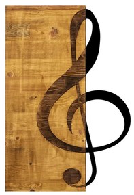 Nástěnná dřevěná dekorace TREBLE CLEF hnědá/černá