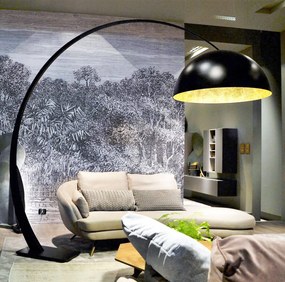 Zava 1962, černá oblouková stojací lampa s výškou 220cm, 1x150W E27