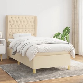 vidaXL Box spring postel s matrací 90x190 cm textil [3128728] Barva: krémová