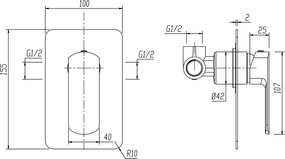 Sapho Mixona MG041 sprchová podomítková baterie páková 1 výstup
