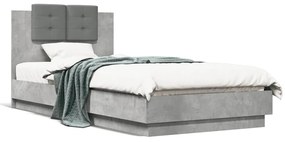 Rám postele s čelem betonově šedý 100 x 200 cm kompozitní dřevo,  3209936