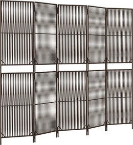 vidaXL Dělicí stěna 5 panelů polyratan [365399] Barva: Hnědá