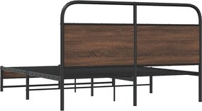 Kovový rám postele bez matrace hnědý dub 160 x 200 cm 3318703