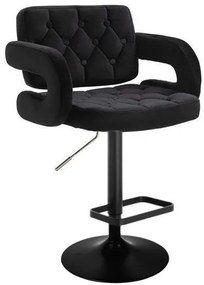 LuxuryForm DESIGN Barová židle ADRIA VELUR na černé kulaté podstavě - černá