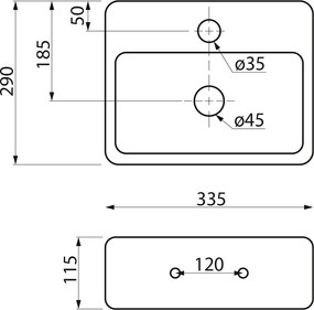 Sapho GIULIA keramické umývátko 33,5 x 29 cm černá mat BH7002B