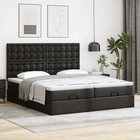 Osmanský rám postele s matrací černá 200x200cm umělá kůže 3314508
