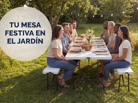 Pivní set se stolem a lavicemi 3dílný plast bílý 183cm