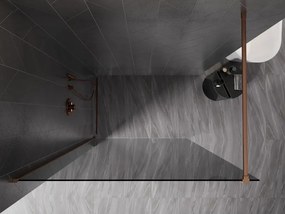 Mexen, Mexen Kioto-X sprchová stěna 90 x 200 cm, grafit 10 mm, broušená měď - 800-090-101-65-40-X