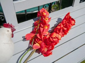 Umělá květina - Orchidej větvička, červená, 90 cm