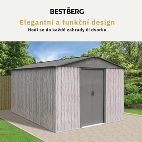 Zahradní domek BestBerg ZDB-9SD / 9 m² / 279 x 324 x 211 cm / dekor bílé dřevo/šedá