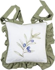 Bavlněný povlak na sedák s volánky a olivami Olive Fields - 40*40 cm