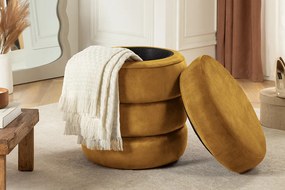 Moderní taburet Fashion s úložným prostorem hořčicový samet 40cm