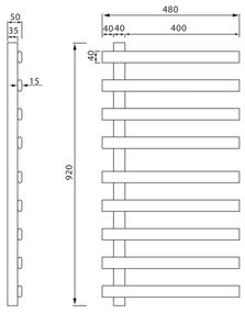 Sapho, ELCOR elektrický sušák ručníků 480x920x50mm, 128W, bílá matná, EB450