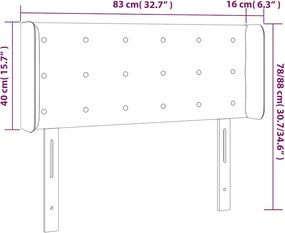 Čelo postele s LED tmavě hnědé 83 x 16 x 78/88 cm textil 3123647