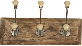 Dřevěný věšák s béžovými knopkami - 30*7*10 cm