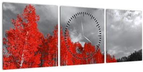 Obraz - Stromy v barvě podzimu (s hodinami) (90x30 cm)