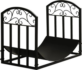 Krbový stojan na dřevo Outsunny s kapacitou 60 kg - Úložný stojan na dřevo - Krbový nástroj - Kovový černý 60,5 x 36 x 46,5 cm
