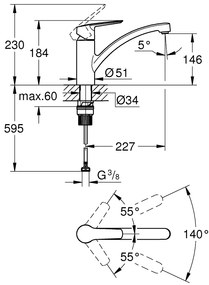 GROHE Start - Páková dřezová baterie, chrom 30530002