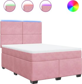 Box spring postel s matrací růžová 140x200 cm samet 3293229