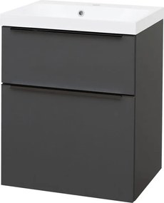 Mereo Mereo, Mailo, koupelnová skříňka s umyvadlem z litého mramoru 61 cm, bílá, dub, antracit, CN530MB