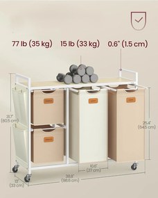 Koš na prádlo Vasagle Males 150 l hnědý/béžový/krémový