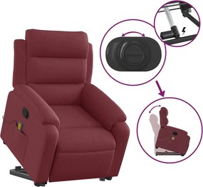Zvedací masážní polohovací křeslo vínové textil 3204995