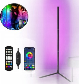 Podlahová Rohová Stojací Led Lampa Rgb 160 CM Dálkový Ovladač, Aplikace Bluetooth