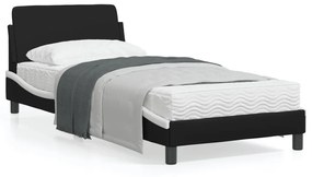 Rám postele s čelem černý a bílý 90 x 190 cm umělá kůže - Default Title