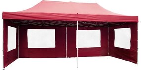 Nůžkový párty stan 3 × 6 m s bočními stěnami, vínový
