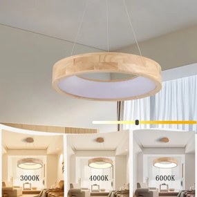 Brilagi -LED Lustr na lanku FALCON WOOD LED/30W/230V 3000/4000/6000K 45 cm dřevo
