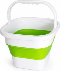 Skládací silikonový kempingový kbelík o objemu 10 litrů s uchem VERK - zelený