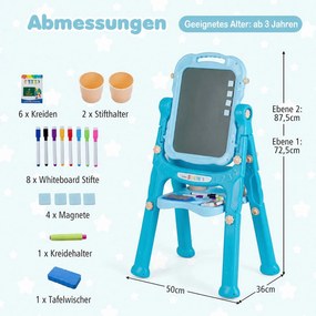 Costway 4-in-1 Dětská tabule, výškově nastavitelná, oboustranný dětský stojan