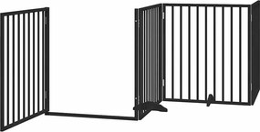 Zábrana pro psy s dvířky skládací 12 panelů černá 960 cm topol 3155576