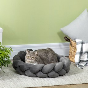 PawHut pohovka pro psy pratelná v pračce včetně polštáře kulatý pelíšek pro kočky 55 cm x 55 cm x 14 cm pro malé psy sametová na dotek šedá | Aosom.de
